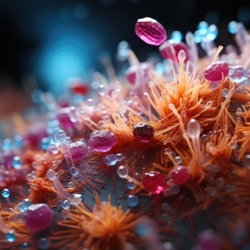 Threads of Fungus and Bacteria Under a Microscope. Microbes and ...