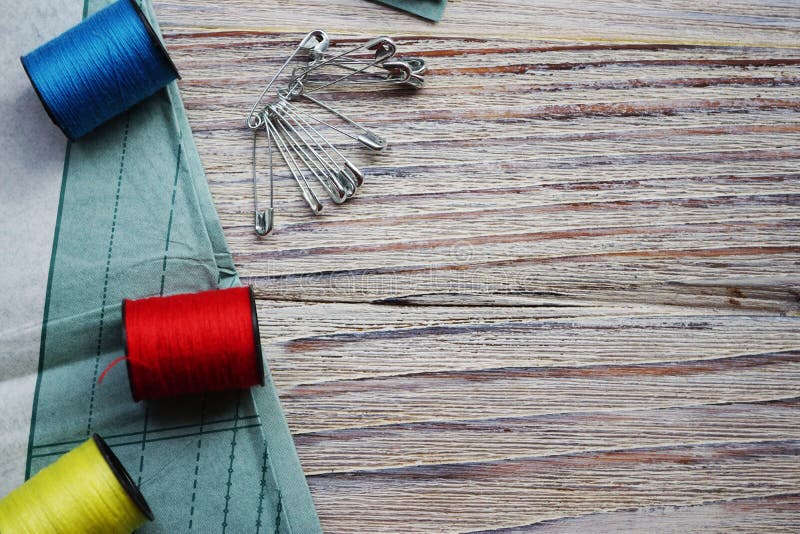 Threads and Needles on the Background with Patterns, Accessories for ...