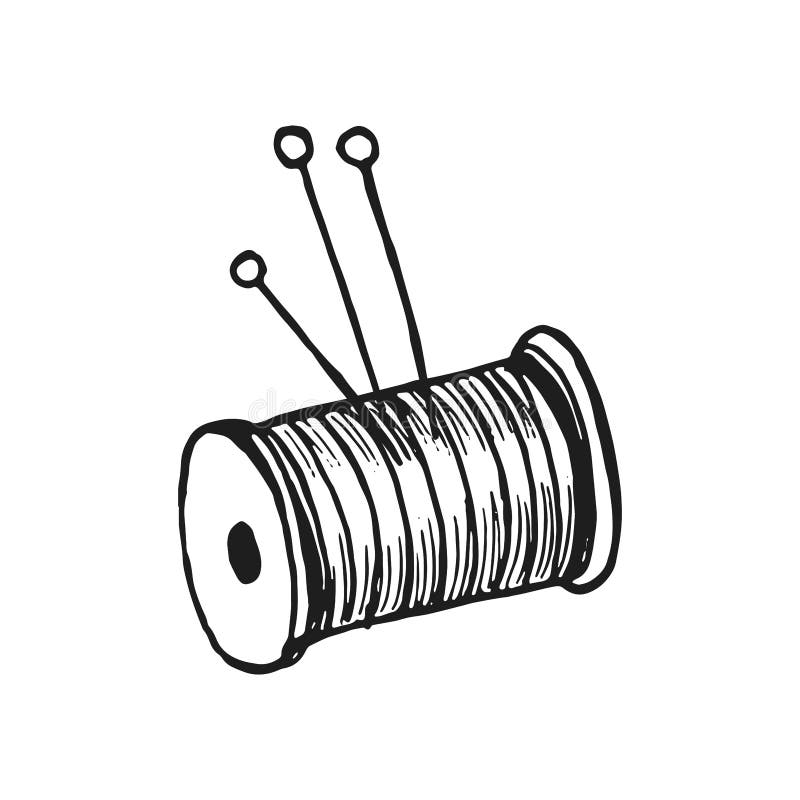 Threads and Needles. Vector Sketch Isolated Stock Vector - Illustration ...