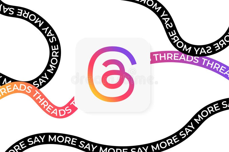 Threads Rainbow Logo, Instagram App with Design Curve Text of Threads ...