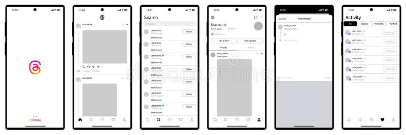 Set of Threads Screen Mockup on Phone Editorial Photo - Illustration of ...