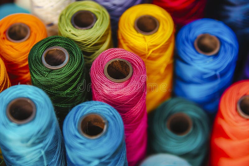 Threads in a Tailor Textile Fabric: Colorful Cotton Threads, Birds Eye ...