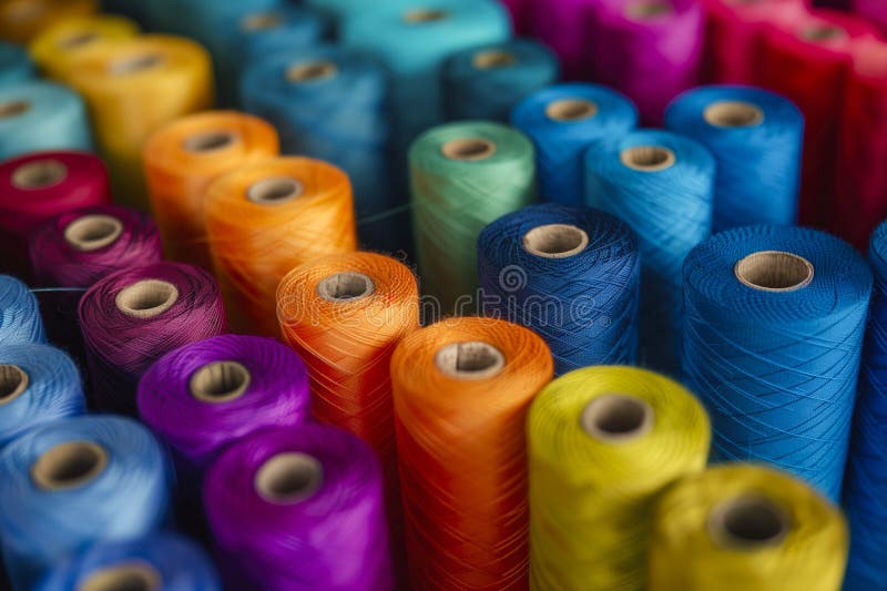 Threads in a Tailor Textile Fabric: Colorful Cotton Threads, Birds Eye ...