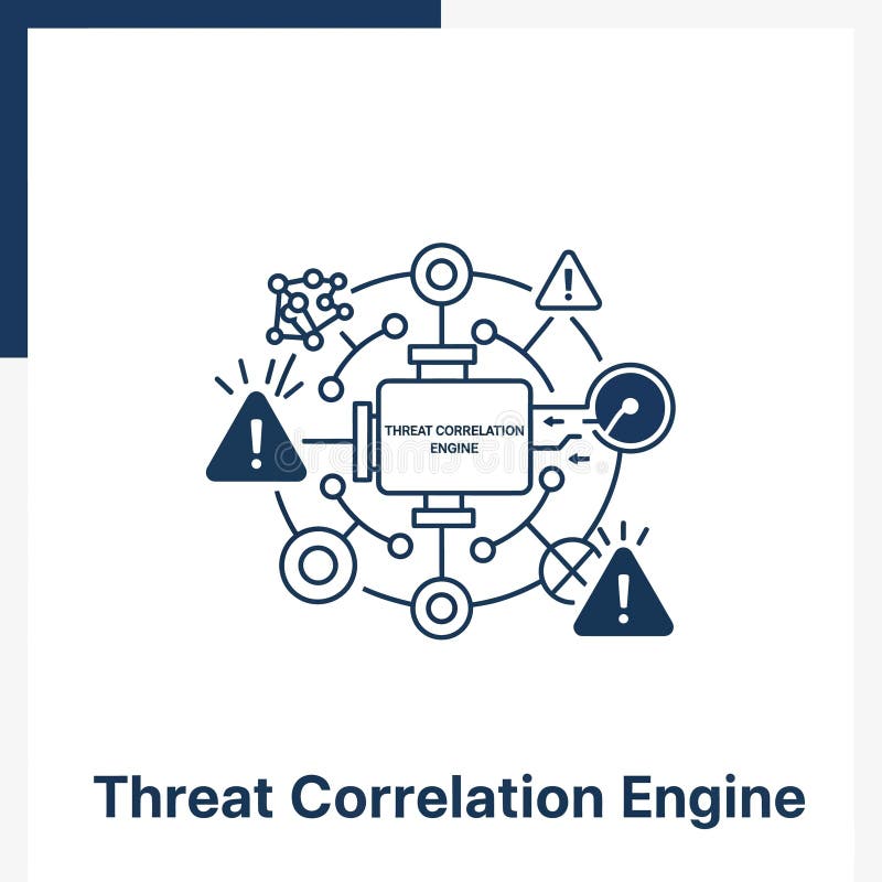 Threat Correlation Engine Diagram Dark Blue Lines White Background ...