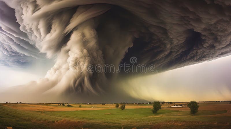 The Threat of Nature: Tornado Creates a Whirlwind of Dust and Clouds ...