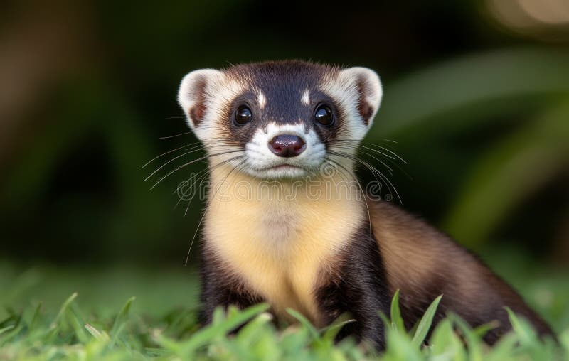 A Threatened Black-footed Ferret Roaming the Colorado Plains Stock ...