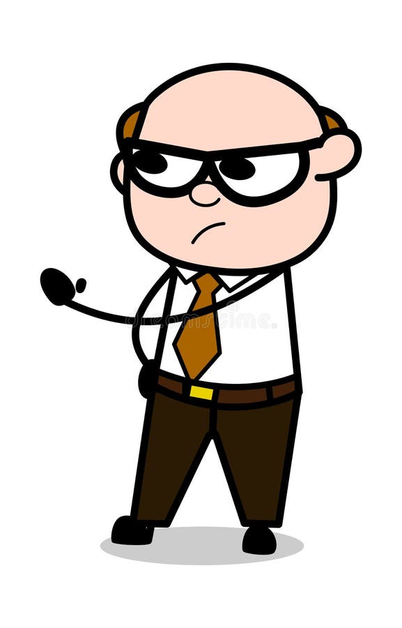 Threatening - Retro Cartoon Office Old Boss Man Vector Illustration ...