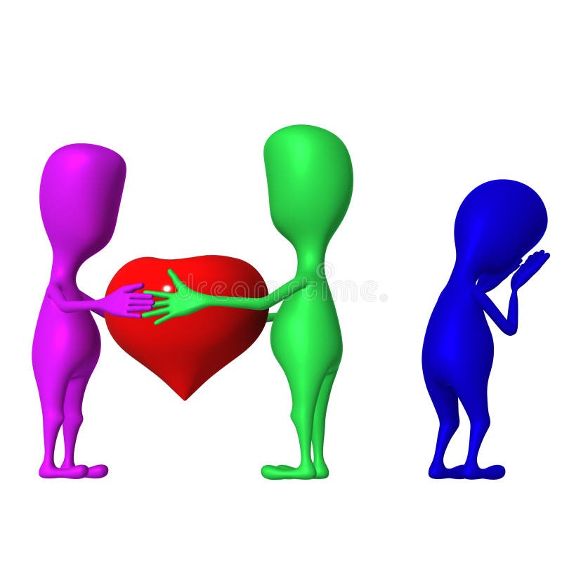 Three 3d Puppet Compose Standard Love Triangle Stock Illustration ...