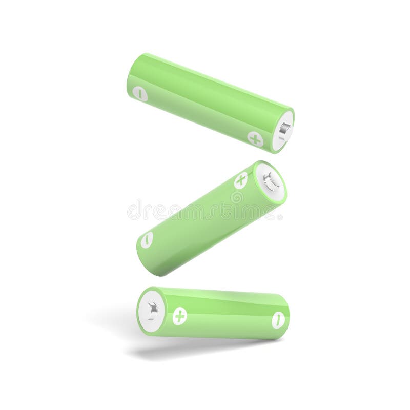 AA Batteries Isolated on White Background. Green Color Stock ...