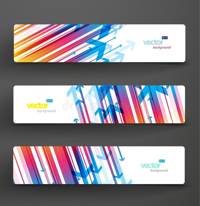 Three Abstract Colorful Arrows Background Banners Stock Vector ...