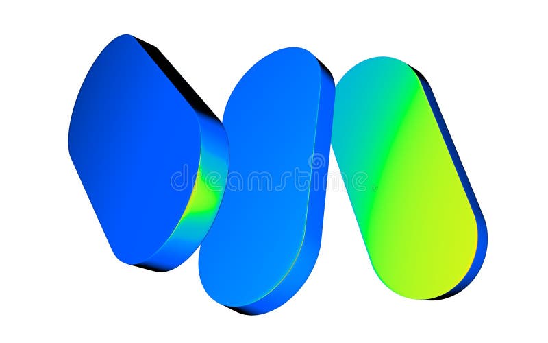 Three Abstract 3D Shapes with Gradient Warming Colors Stock ...