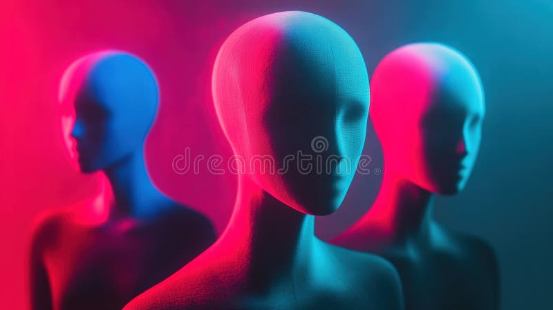 Abstract Faceless Avatars in Vibrant Colors with Copy Space for ...