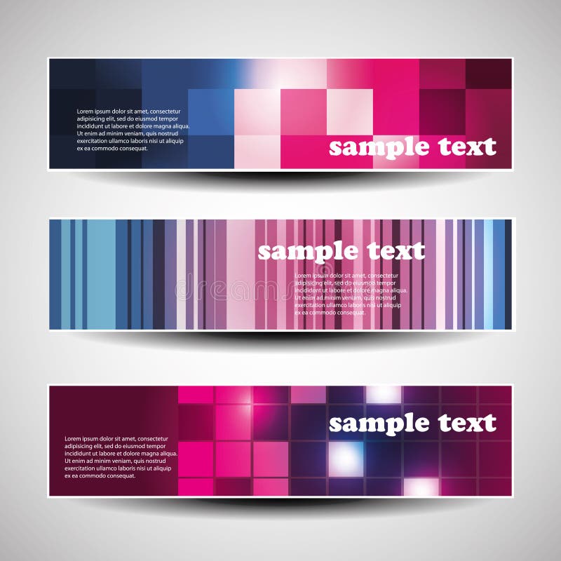 Three Abstract Header Designs Stock Vector - Illustration of shape ...