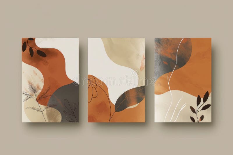 Three Abstract Paintings on a Wall, Showcasing Different Styles and ...