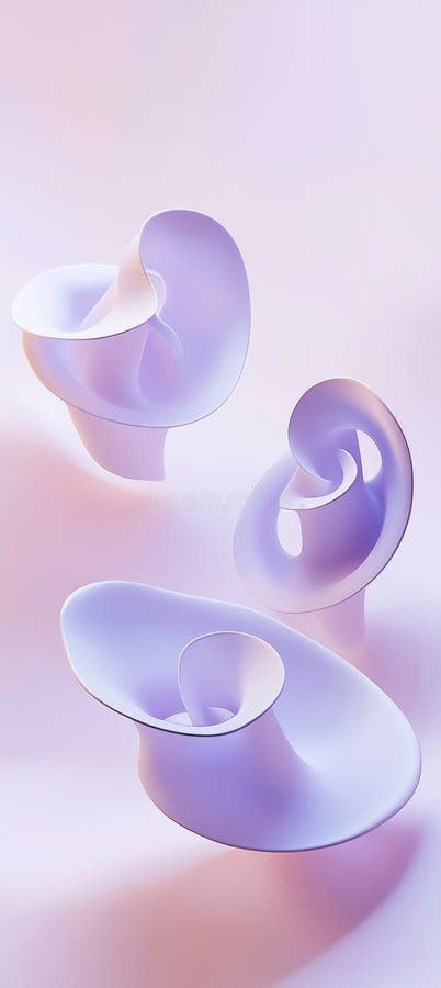 Three Abstract, Pastel Purple Shapes are Floating Against a Gradient ...