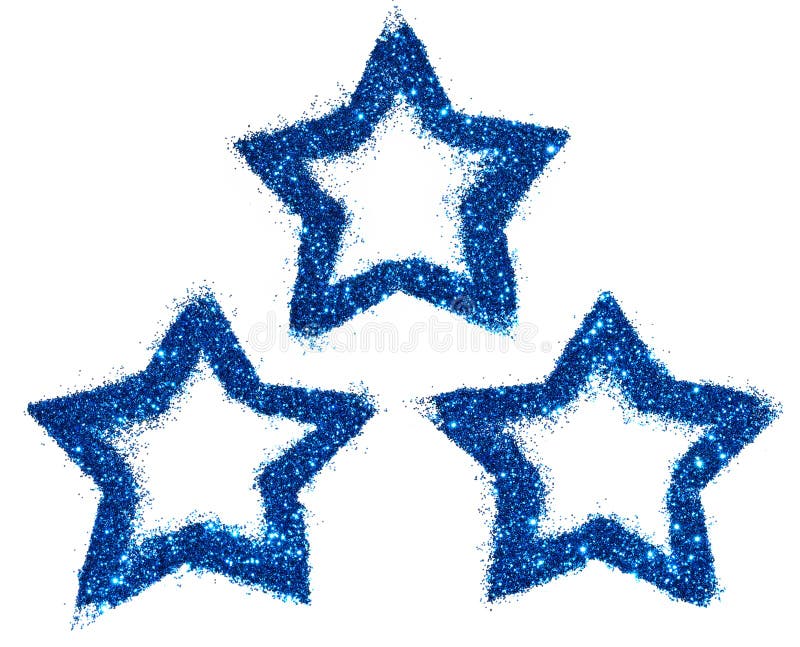 Three Abstract Stars of Blue Glitter Sparkle on White Background for ...