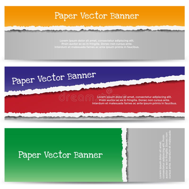 Three Abstract Torn Paper Banners Stock Vector - Illustration of banner ...