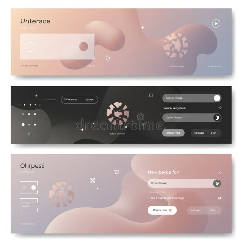 Three Abstract Web UI Designs Feature Smooth, Gradient Backgrounds in ...