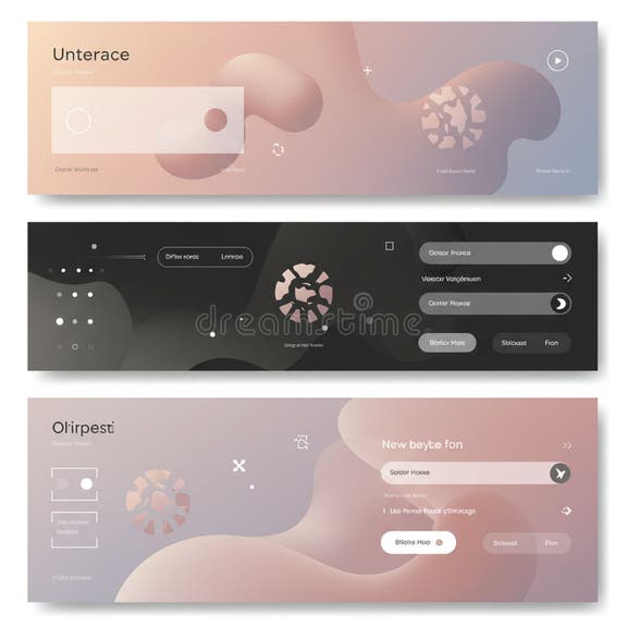Three Abstract Web UI Designs Feature Smooth, Gradient Backgrounds in ...