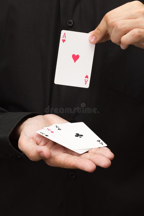 Three ace card lay on hand stock image. Image of adult - 73728315
