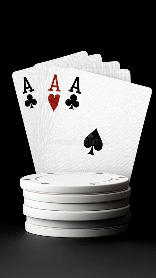Three Aces Displayed Prominently with a Stack of Casino Chips in the ...