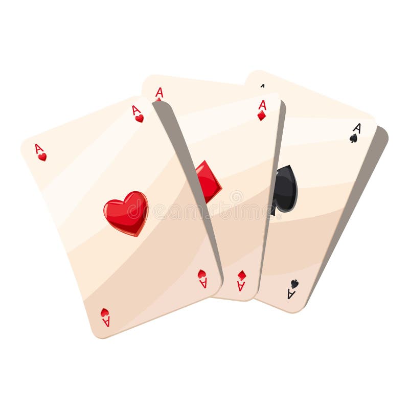 Three Aces Playing Cards Icon, Cartoon Style Stock Vector ...