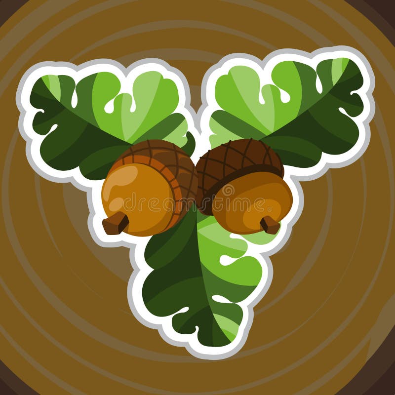Three Acorns with Oak Leaves Stock Illustration - Illustration of ...