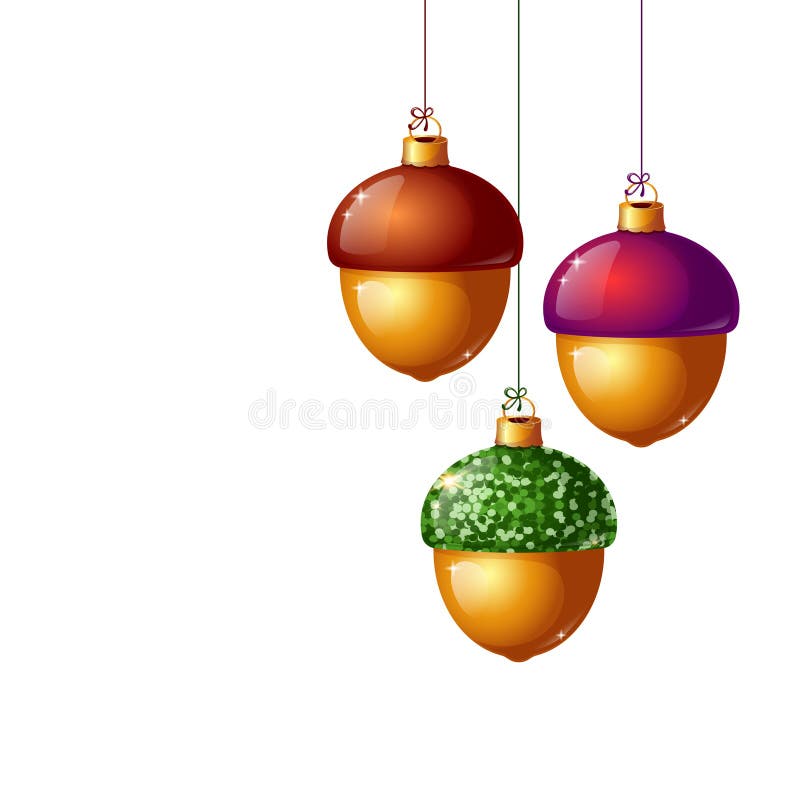 Three acorns on strings stock vector. Illustration of tree - 296286170