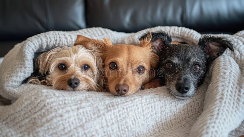 Two Dogs Snuggled Up Together in Warm and Cozy Bed, with Their Noses ...