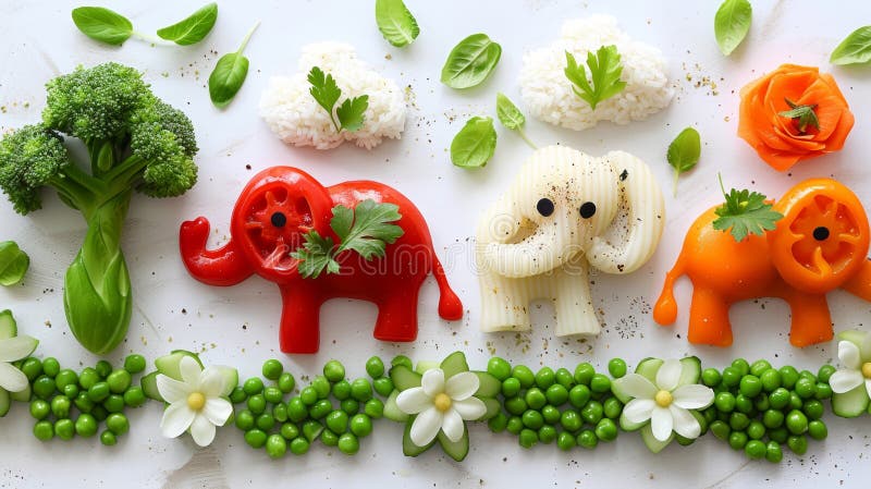 Three Adorable Elephants Made from Vegetables, Perfect for a Healthy ...