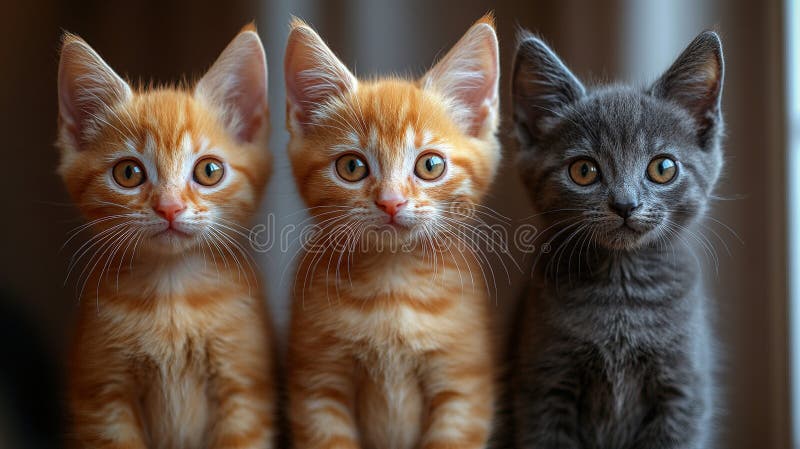 Feline Trio of Cuteness stock illustration. Illustration of portrait ...