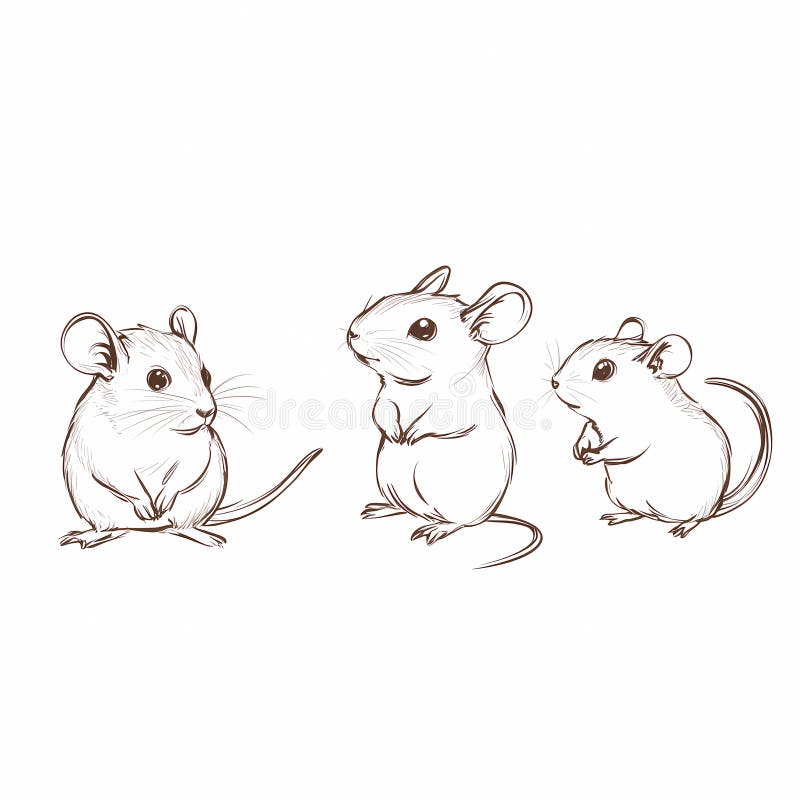 Three Cute Mice Engaging in Playful Interaction on a Simple Background ...