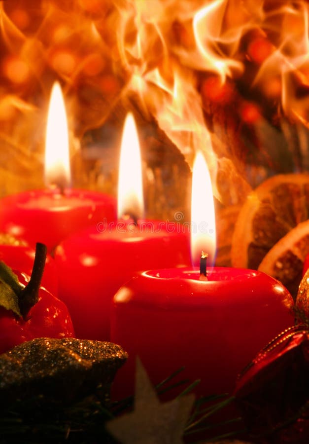 Three Advent candles . stock image. Image of wreath, traditional - 47242091