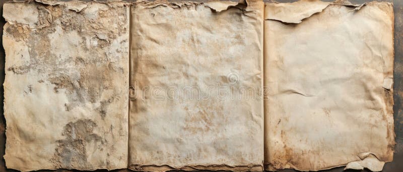 Three Aged, Torn, and Wrinkled Paper Sheets Stock Illustration ...