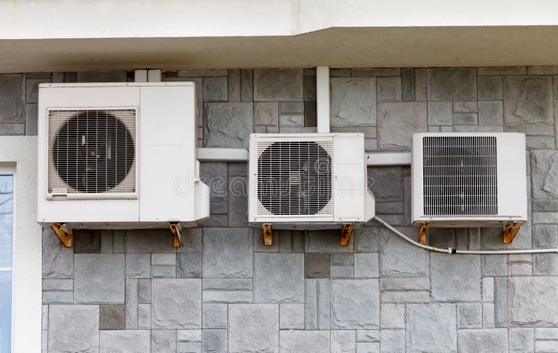 A Lot of Air Conditioners on the Facade of the Building Stock Photo ...