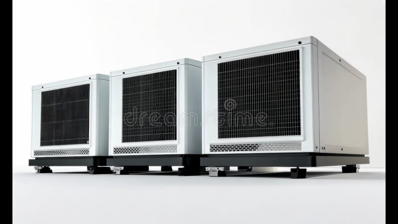 Three Air Conditioning Units Stacked Vertically, with Minimal ...