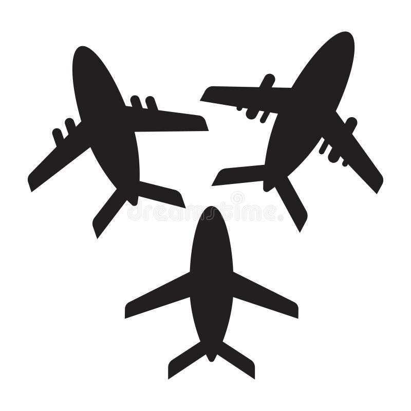 Three Airplane Silhouettes Overhead View Stock Vector - Illustration of ...