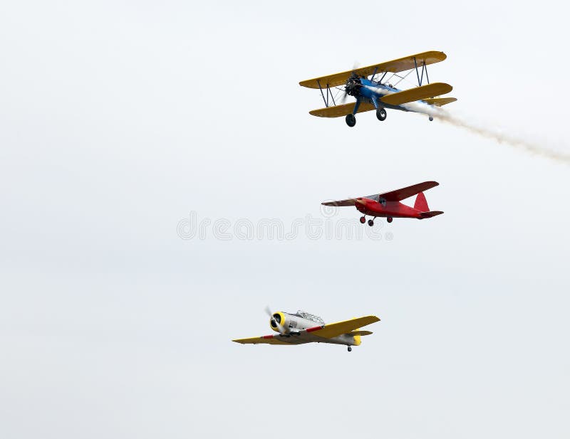 Three Airplanes during Acrobatic Manoeuvres Stock Image - Image of ...