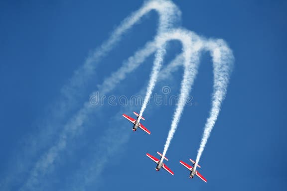 Three airplanes on airshow stock image. Image of propeller - 17053573