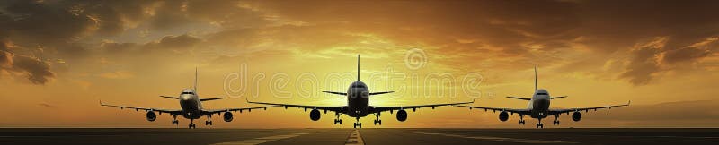 Three Airplanes Side by Side Stock Illustration - Illustration of ...