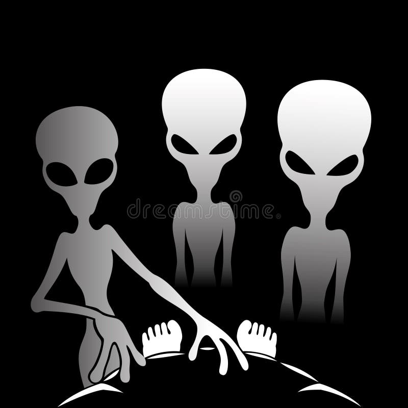 Three Alien Heads and a Hand Sign Stock Vector - Illustration of head ...