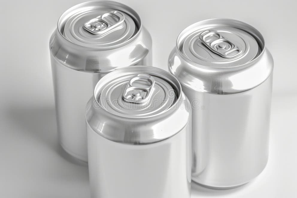 Three Aluminum Cans Stacked Together on a Surface Stock Image - Image ...