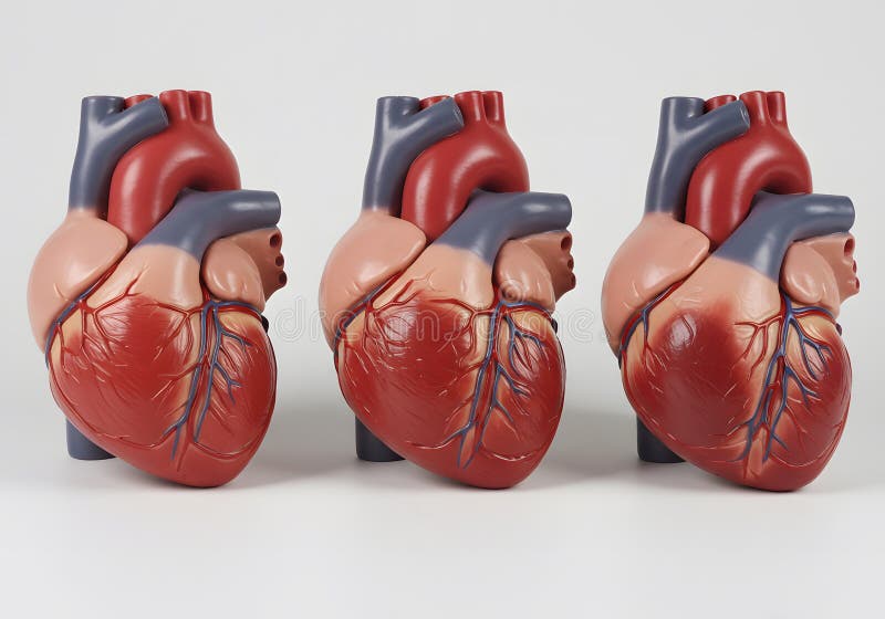 Three Anatomical Heart Models Stock Illustration - Illustration of ...
