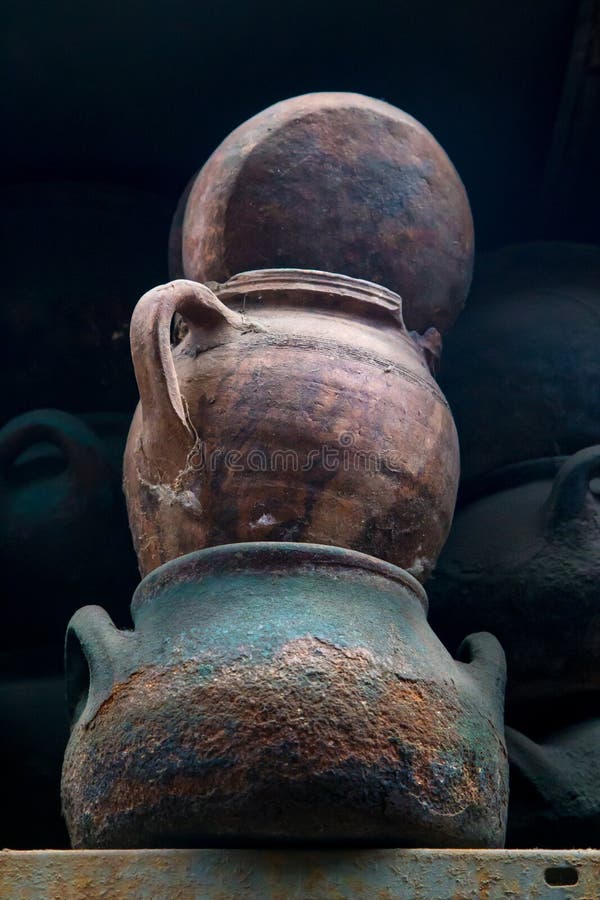 Three ancient amphoras stock image. Image of history - 68673373