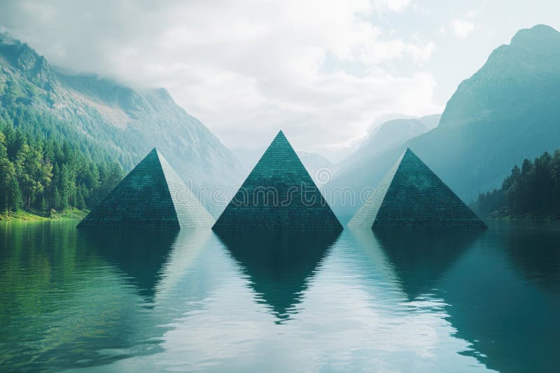 Pyramids on Water stock photo. Image of egyptian, vessel - 378774870