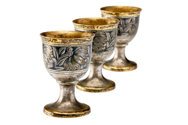 Three ancient wine cup stock photo. Image of rummer, copper - 18800666
