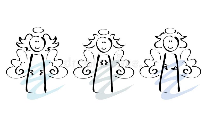 Three Angels Christmas Card Design Stock Vector - Illustration of ...