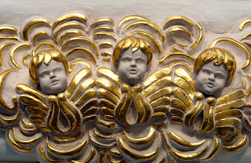 Three Angels Standing Besides the Holy Man Stock Image - Image of ...