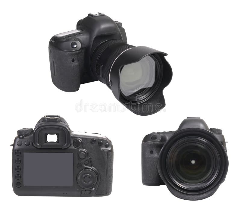 DSLR Camera Isolated on White Stock Photo - Image of electronics ...
