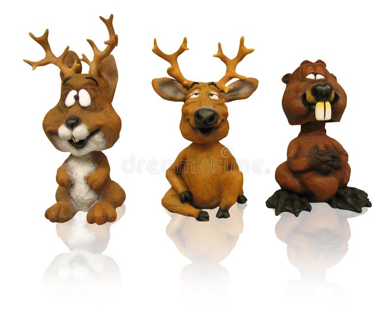 Three Animal Figurines (clip Path) Stock Illustration - Illustration of ...